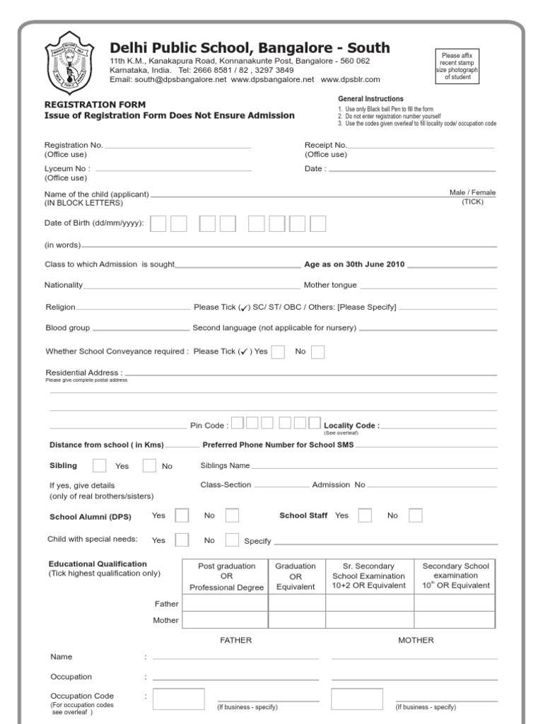 DPS South Registration Form | PDF | Bus | Government