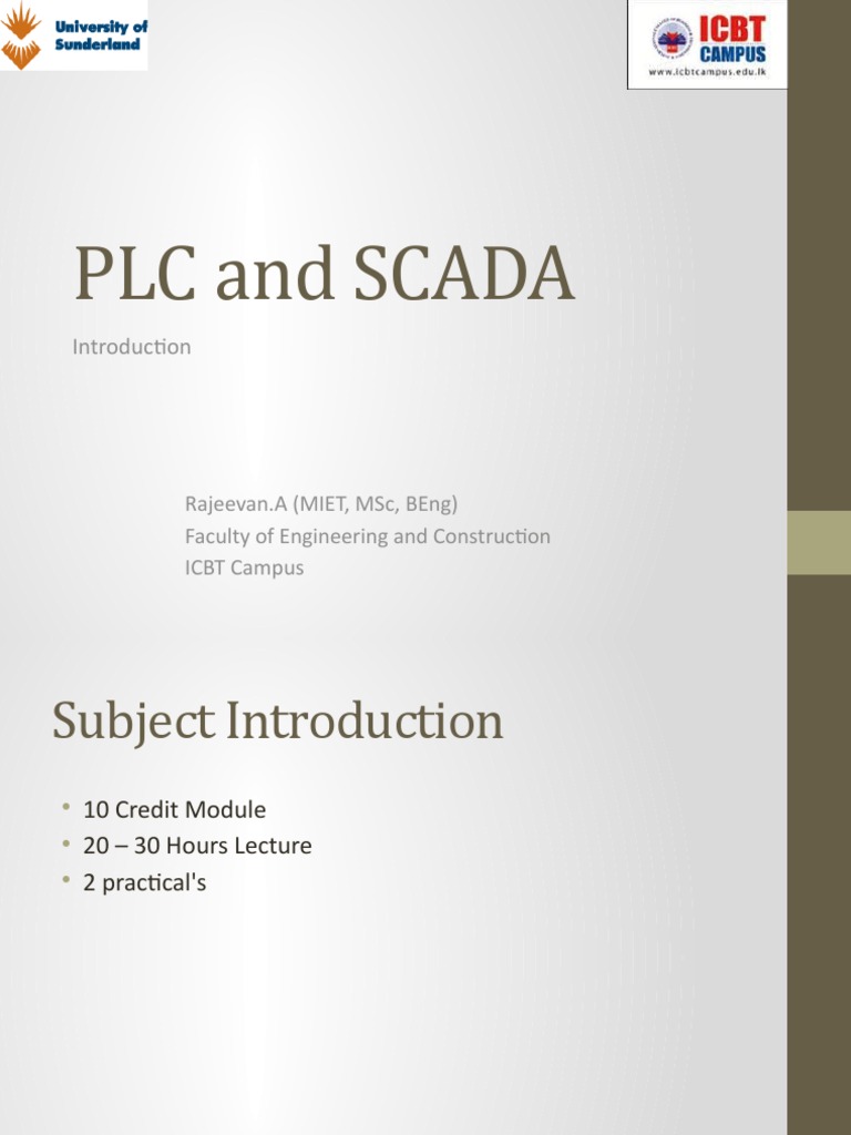 PLC and SCADA - Lecture 1 | PDF | Programmable Logic Controller | Logic ...