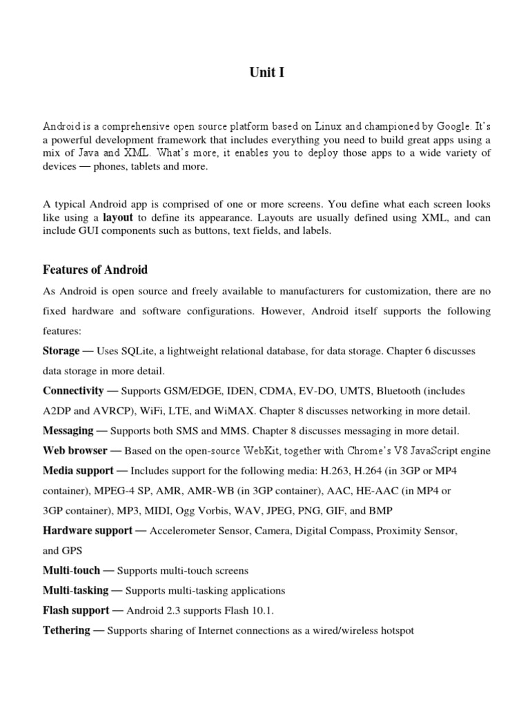 Key Features of Android OS | PDF | Android (Operating System) | Runtime ...