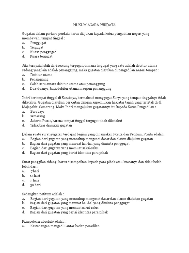 Soal Hukum Acara Perdata | PDF