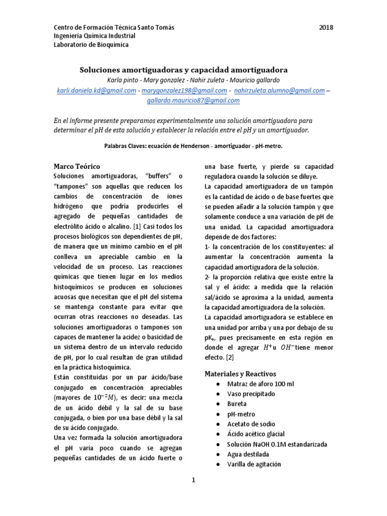 Soluciones Amortiguadoras y Capacidad Amortiguadora | PDF | Solución tampón | Ph