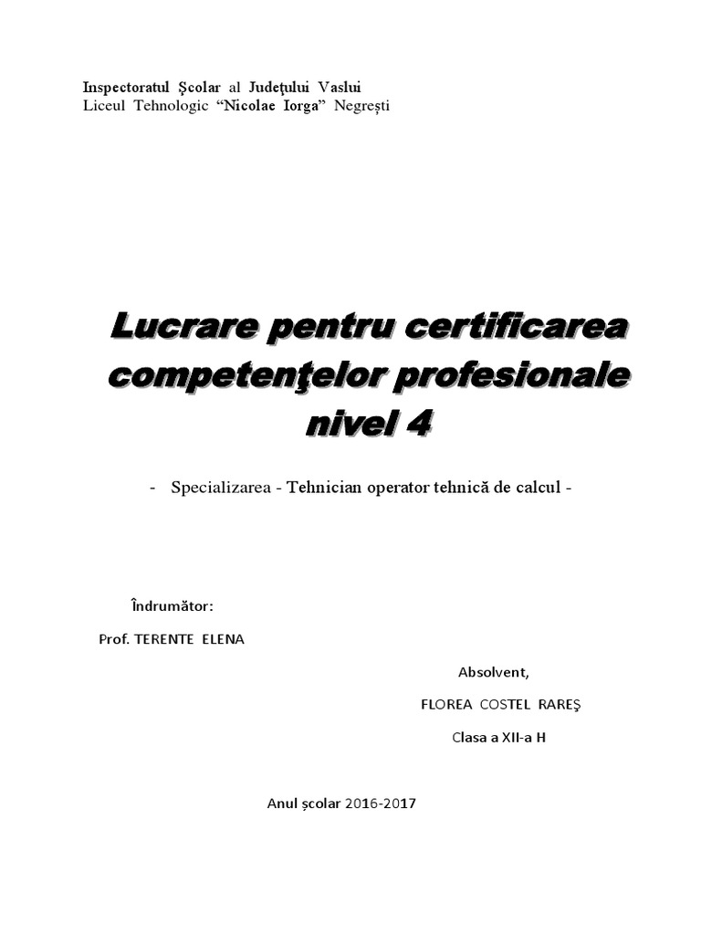 Proiect Atestat Word | PDF