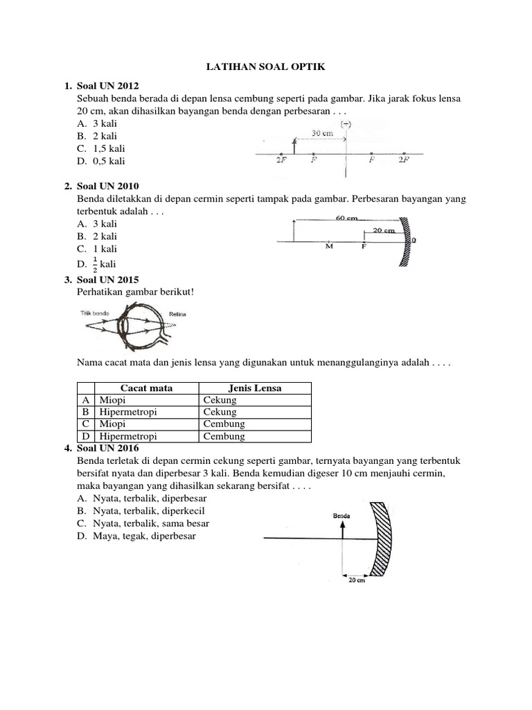 Latihan Soal Optik | PDF