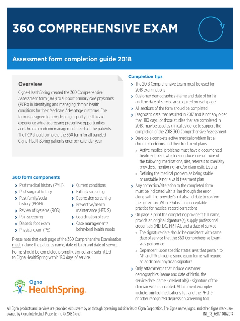 360 Comprehensive Exam: Assessment Form Completion Guide 2018 | PDF ...