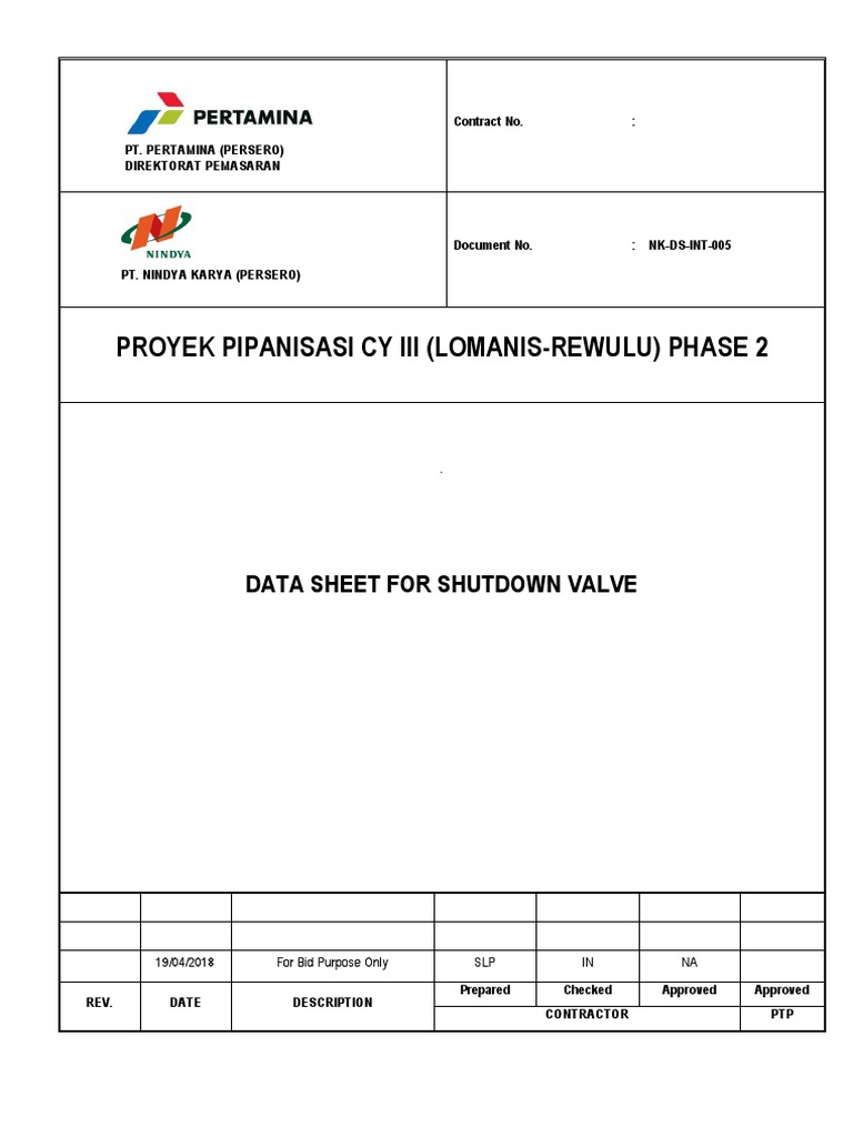 DATA SHEET FOR SHUT DOWN VALVE.docx | Valve | Mechanical Engineering