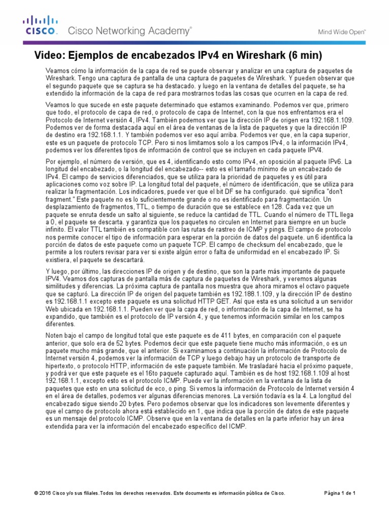 6.1.3.2 Video - Sample IPv4 Headers in Wireshark | PDF | Internet ...