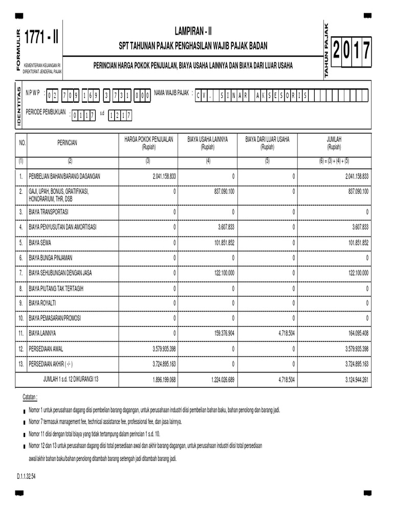 Lampiran - Ii: SPT Tahunan Pajak Penghasilan Wajib Pajak Badan | PDF