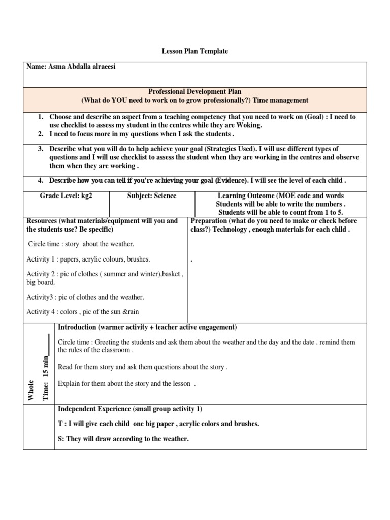Lesson Plan 7 | PDF | Lesson Plan | Applied Psychology