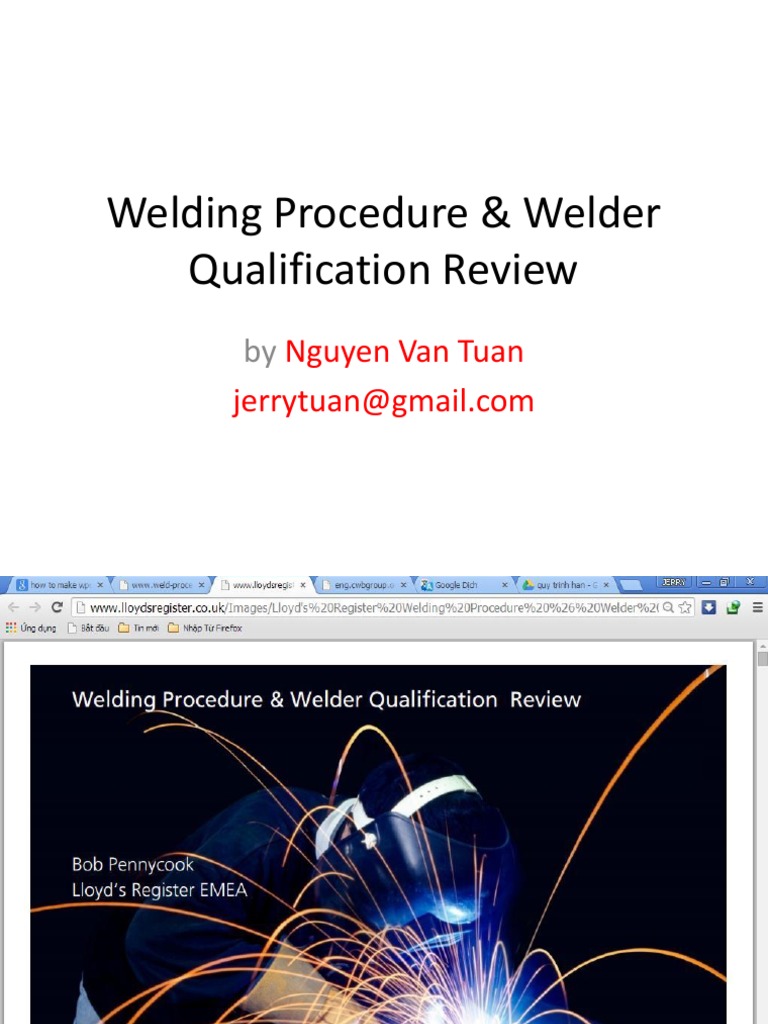 Welding Procedure & Welder Qualification Review: Nguyen Van Tuan | PDF
