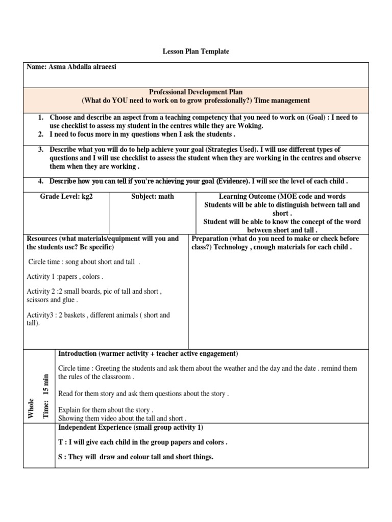 Lesson Plan Templat10 | PDF | Lesson Plan | Behaviorism