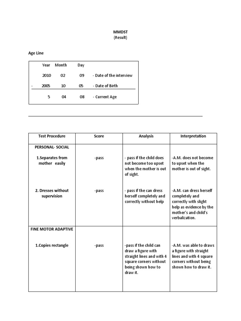 MMDST Preschool) | PDF | Cognitive Science | Cognition