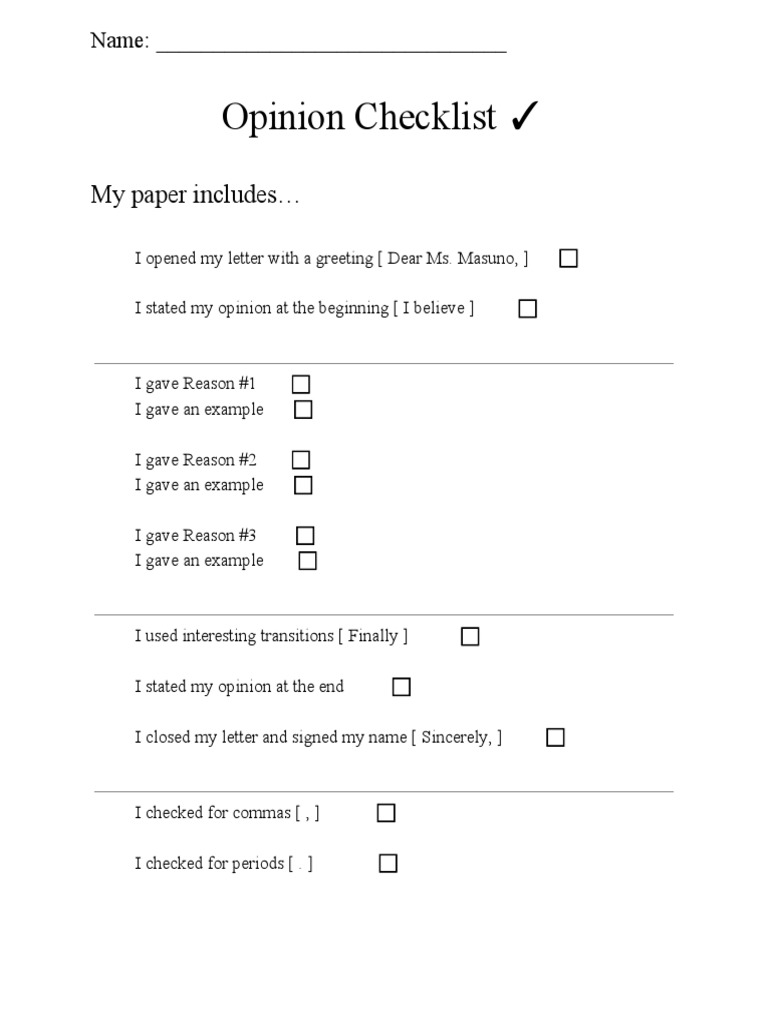 Writing Checklist | PDF