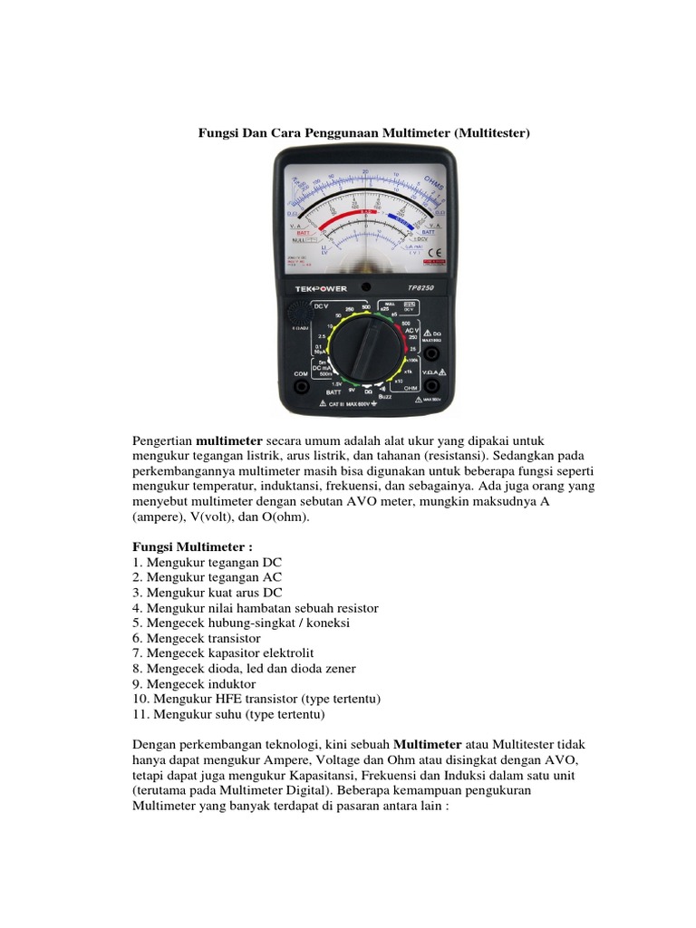 Fungsi Dan Cara Penggunaan Multimeter | PDF
