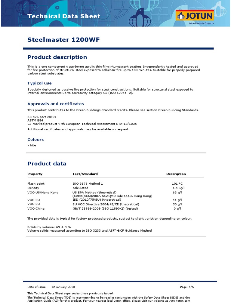 Steel Master 1200 WF PDS | PDF | Green Building | Volatile Organic Compound