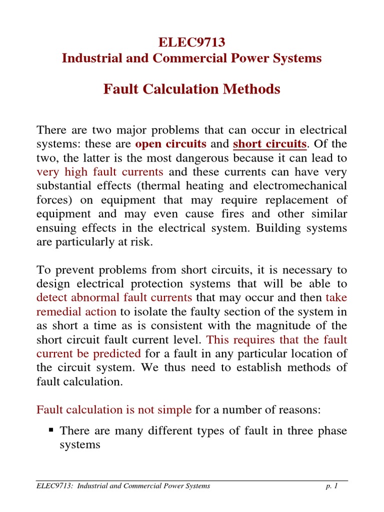 Fault Calculation in Power Systems | PDF | Electrical Impedance ...