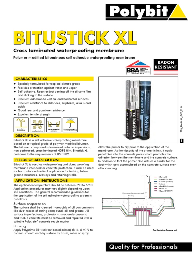 6 2 1 2 3 Bitustick XL | PDF | Concrete | Adhesive