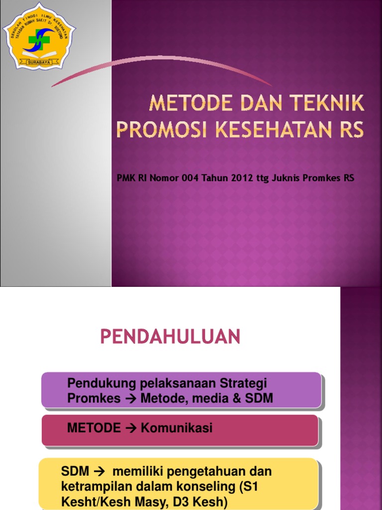 Metode Dan Teknik Promosi Kesehatan Rs | PDF