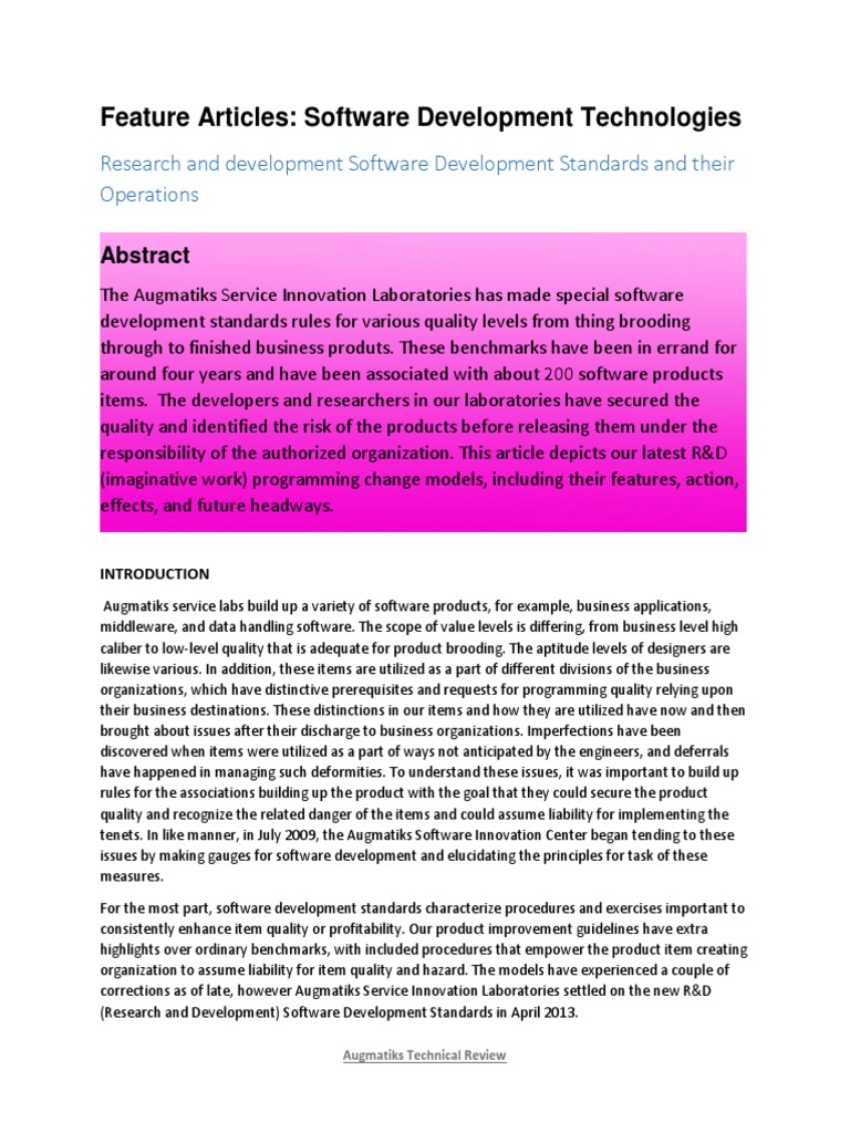 Feature Articles: Software Development Technologies | PDF | Software ...