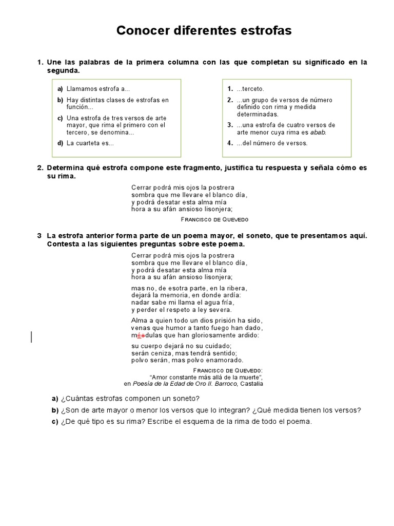 Tipos y funciones de las estrofas | PDF | Sonetos | Rima