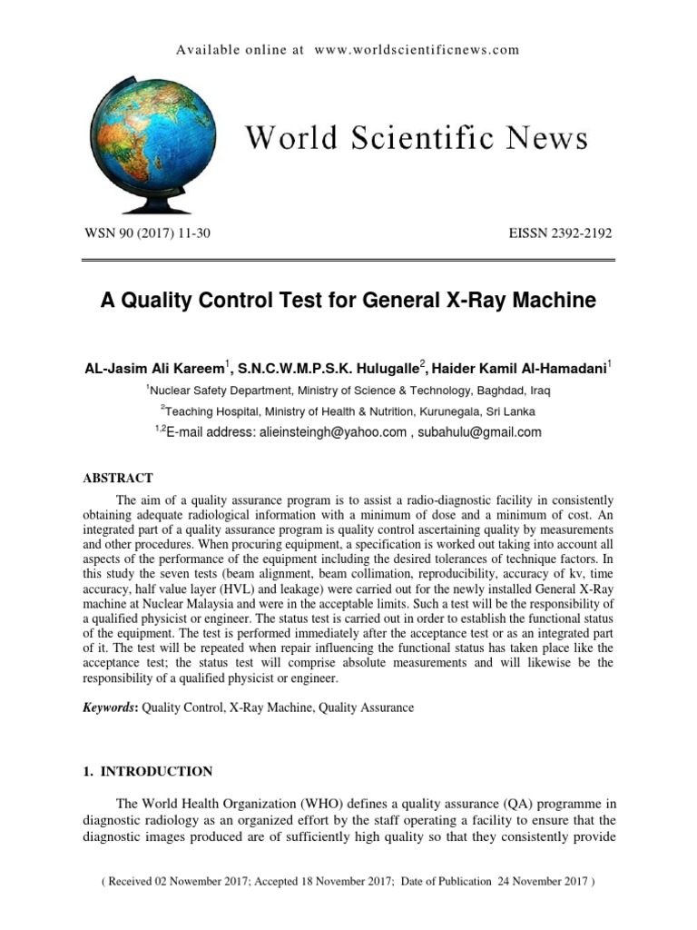 Quality Control for General X-Ray Machines | PDF | Vacuum Tube | X Ray