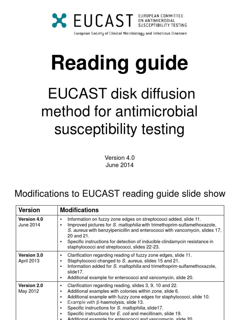 Reading Guide V 4.0 EUCAST Disk Test | PDF | Staphylococcus ...