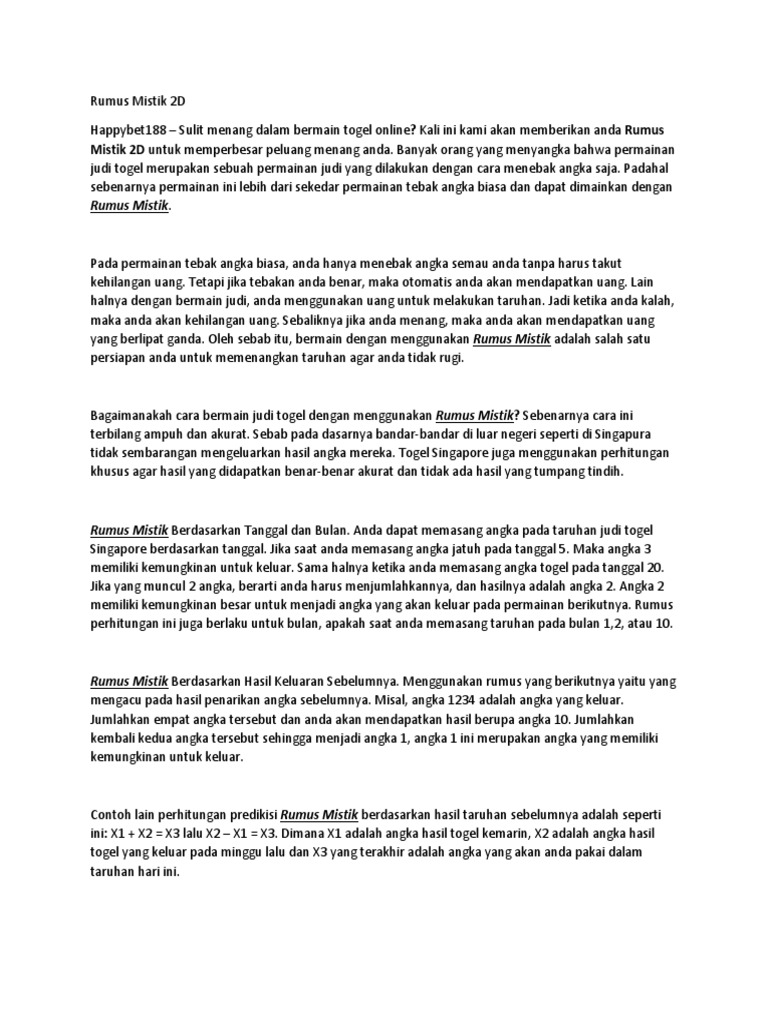 Rumus Mistik 2D | PDF