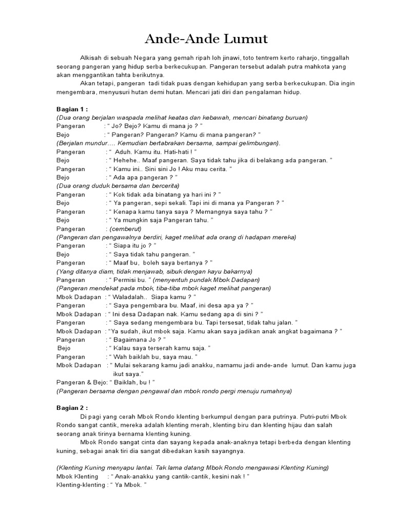 Naskah Drama Ande Ande Lumut | PDF