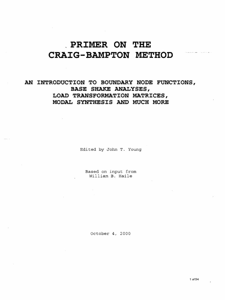 Primer On The Craig-Bampton Method | PDF | Normal Mode | Matrix ...