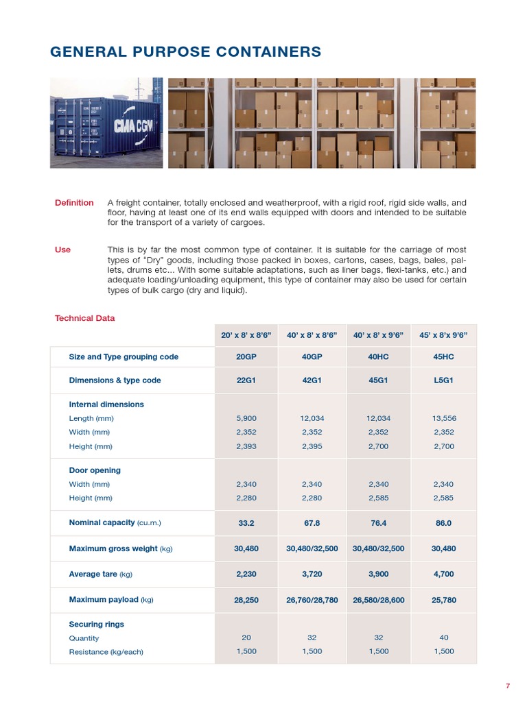 General Purpose Containers: Technical Specifications and Uses | PDF ...
