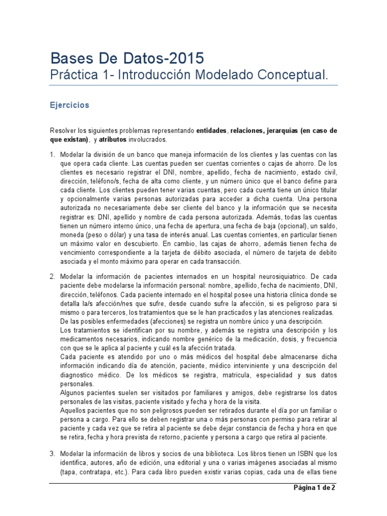 Practica 1 BDD 2015 | PDF | Tarjeta de débito | Hospital