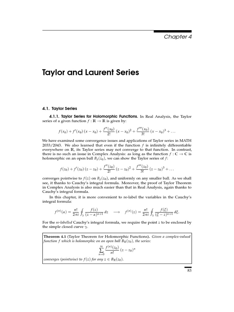 Taylor and Laurent Series Explained | PDF | Complex Analysis | Holomorphic Function