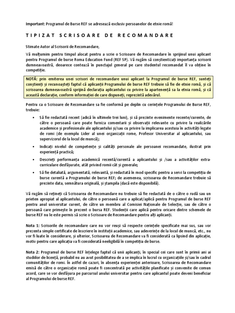Template-Scrisoare de Recomandare | PDF
