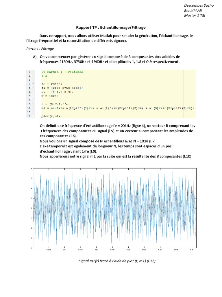 Rapport TP | PDF | Filtre (électronique) | Fréquence