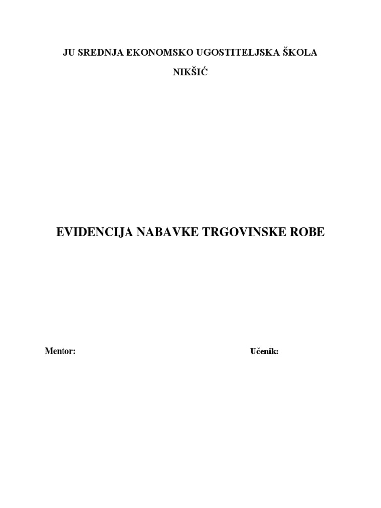 Evidencija Robe | PDF