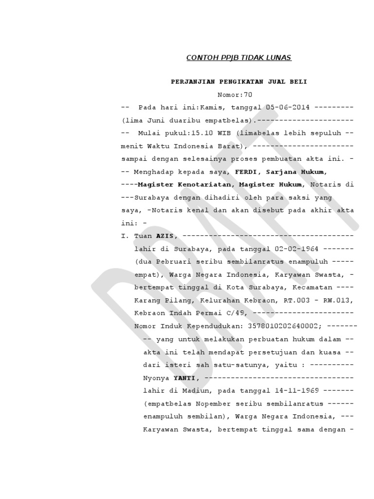 PPJB - Tidak Lunas | PDF
