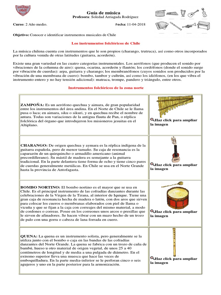 Instrumentos musicales folclóricos de Chile: una guía detallada | PDF ...