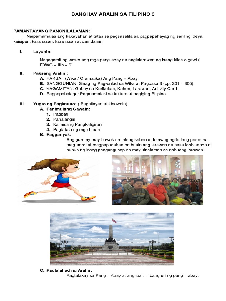Banghay Aralin Sa Filipino 3