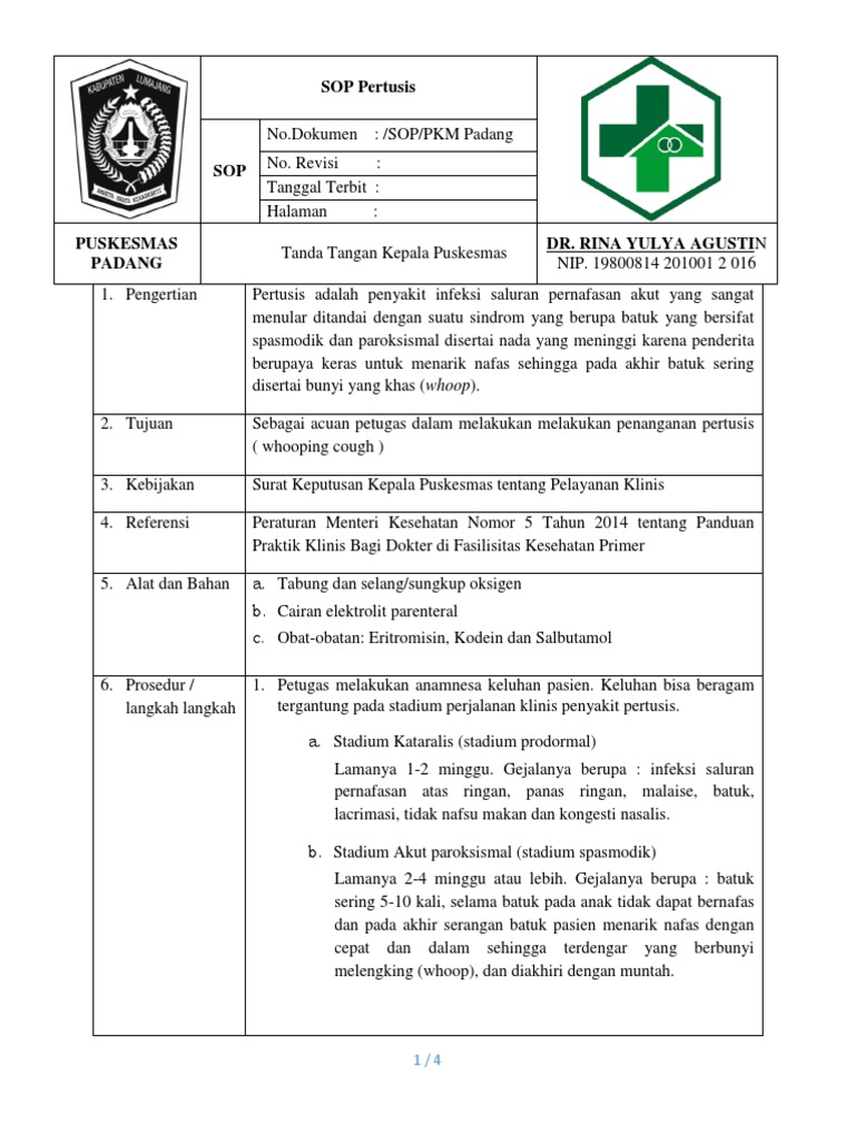 SOP Penanganan Pertusis (Whooping Cough) | PDF | Vaccination | Veterinary Medicine