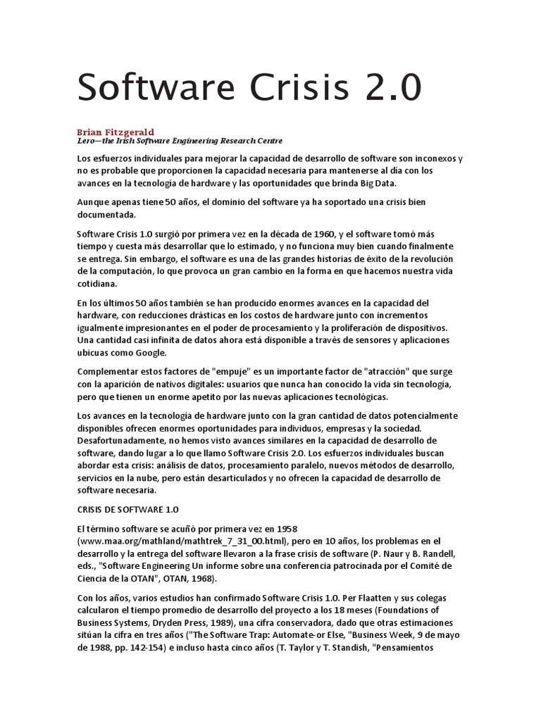 Software Crisis 2 - Español | PDF | Internet de las Cosas | Ingeniería ...