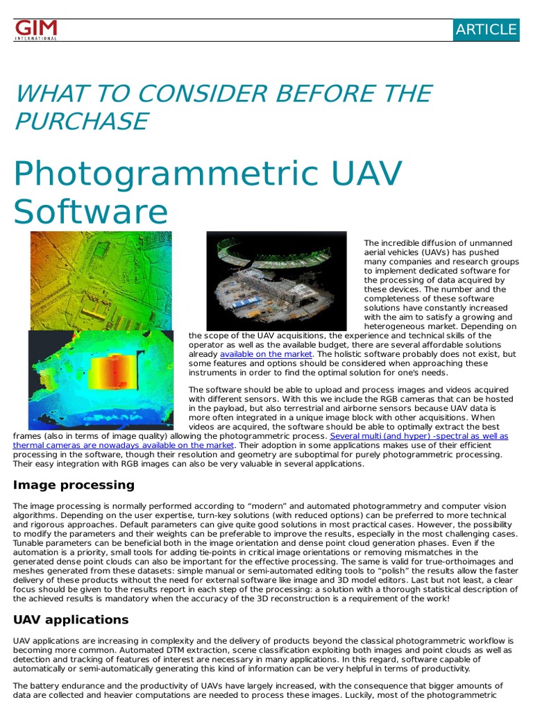 Photogrammetric Uav Software | PDF | Unmanned Aerial Vehicle | 3 D ...