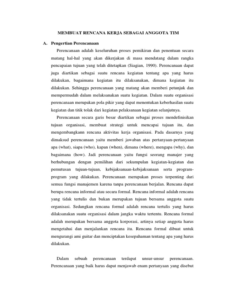 Membuat Rencana Kerja Sebagai Anggota Tim Pdf