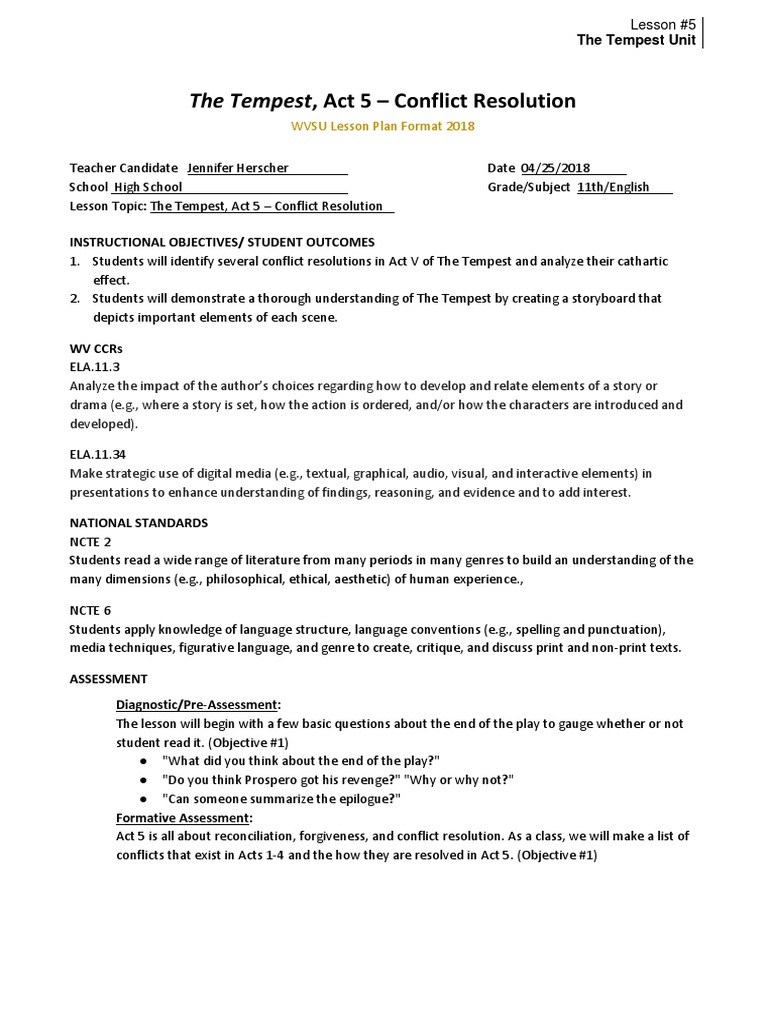The Tempest Unit LP #5 | Download Free PDF | Educational Assessment ...