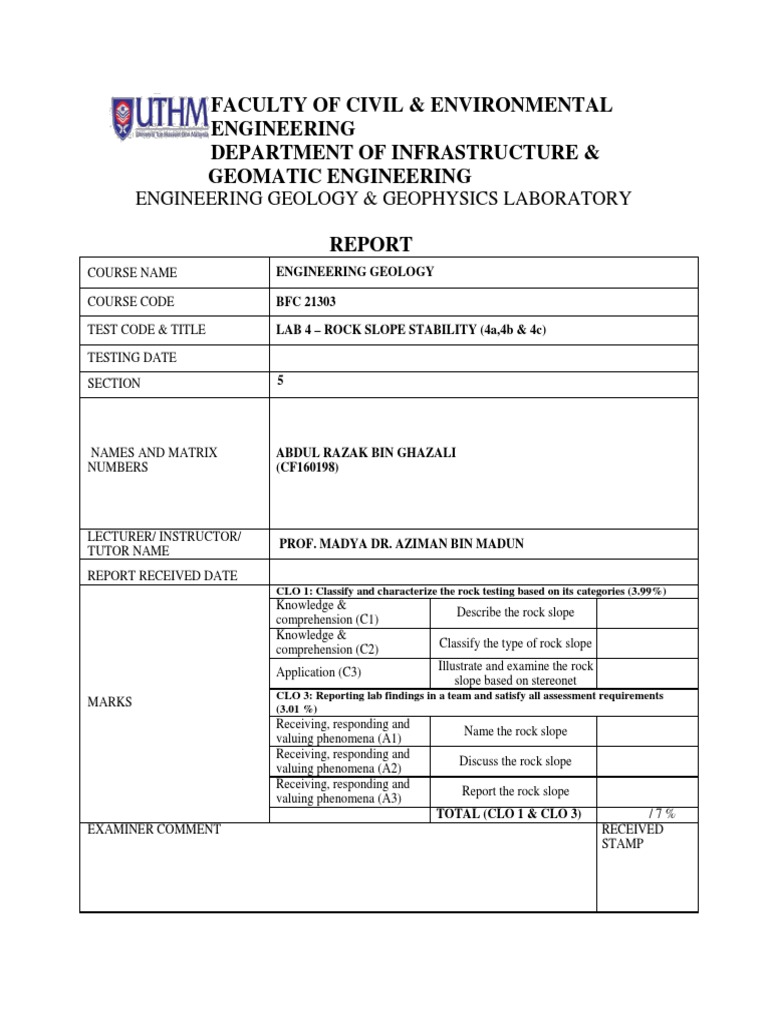 Faculty of Civil & Environmental Engineering Department of ...