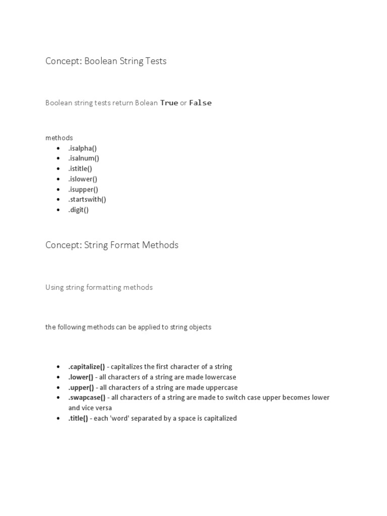 Boolean String Tests Return Bolean Or Pdf