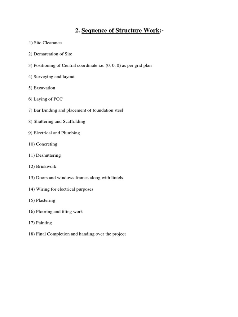Sequence of Structure Work | PDF