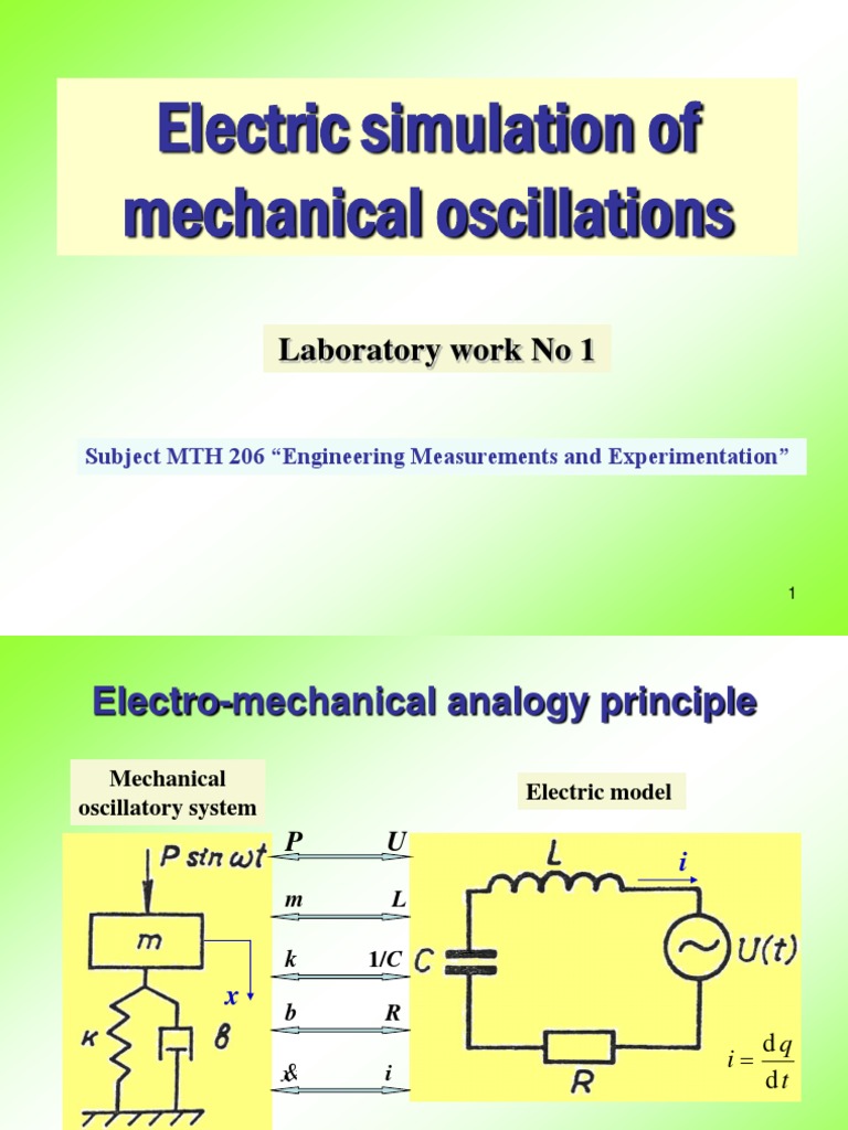 Electric Simulation of Mechanical Oscillations: Laboratory Work No 1 | PDF | Resonance | Frequency