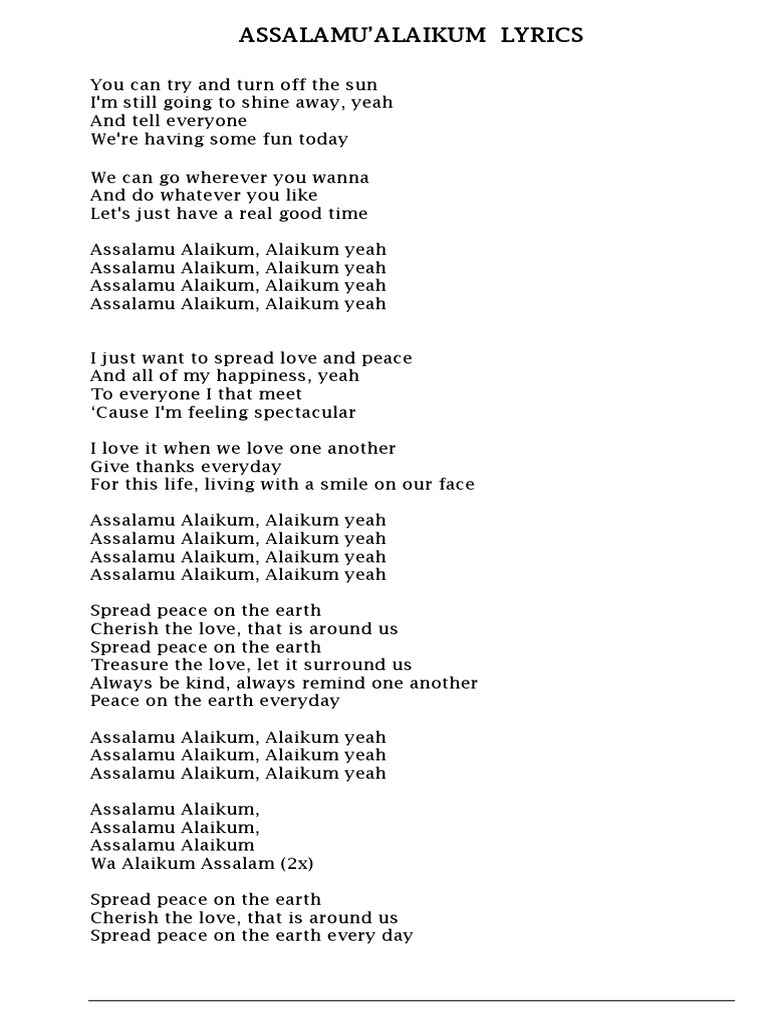 Assalamu'Alaikum Lyrics | PDF