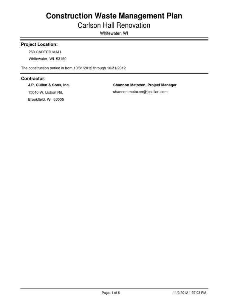 10B1X Waste Management Plan | PDF | Reuse | Recycling