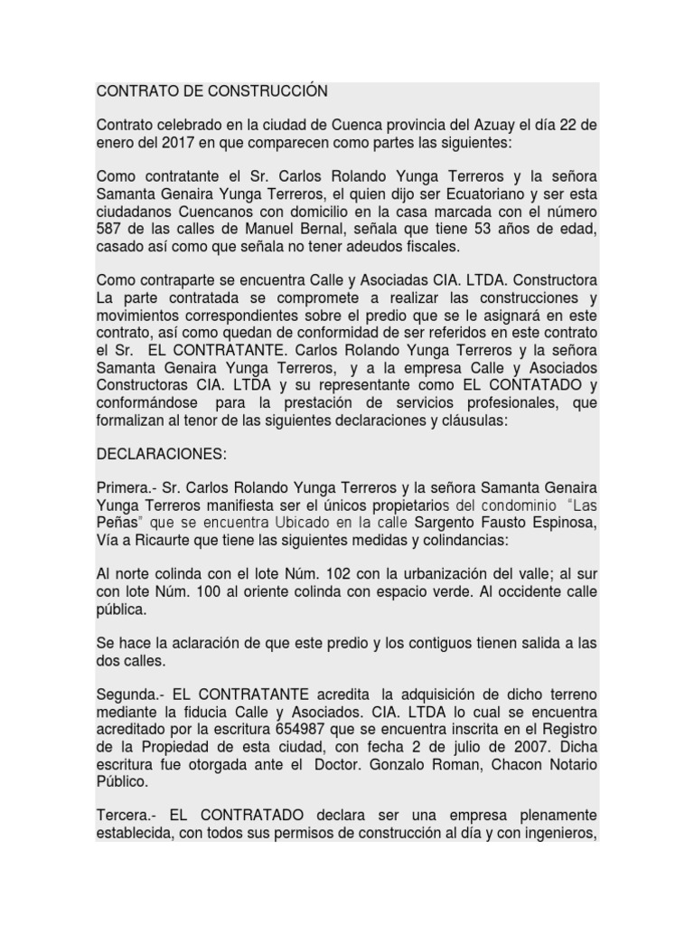 Contrato de Construcción | PDF | Condominio | Gobierno