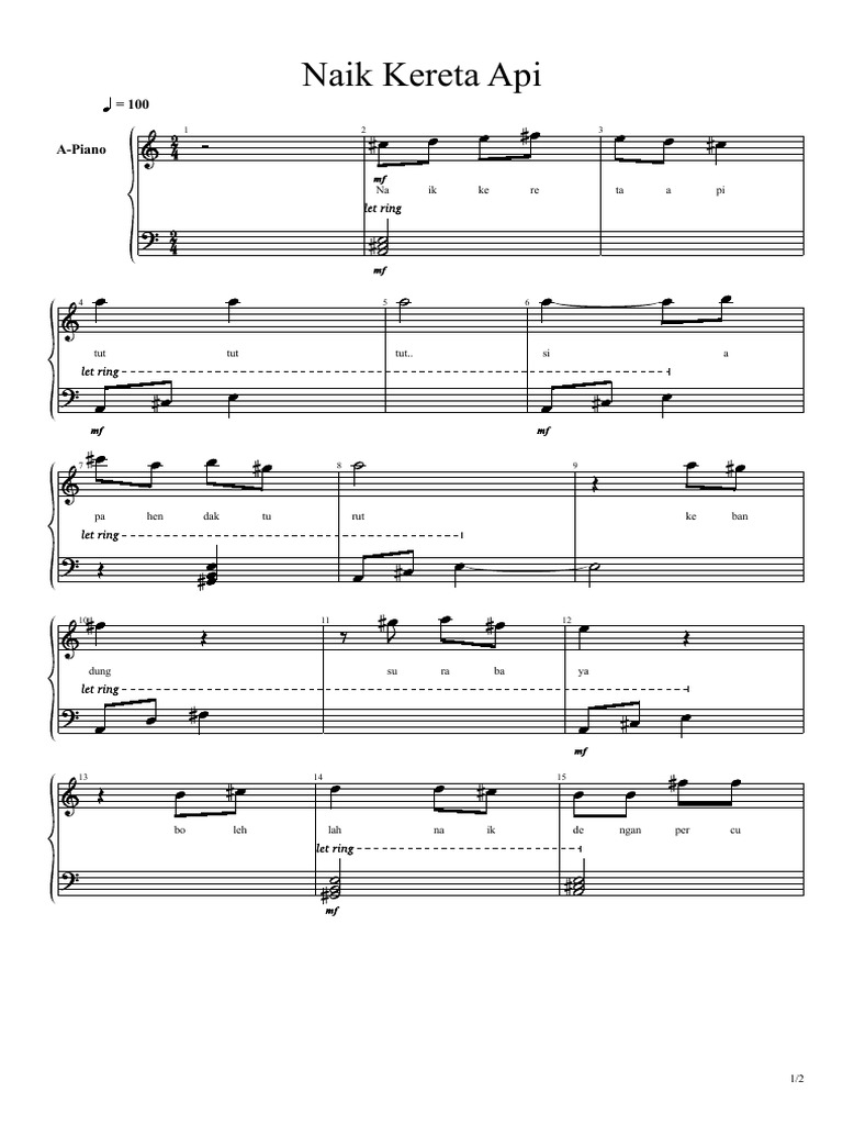 Naik Kereta Api Piano Sheet PDF | PDF